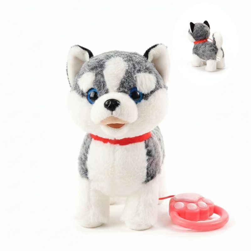 Perrito interactivo Musical Camina Repite Ladra y más Peluche gris ...
