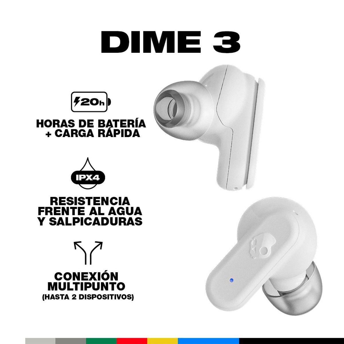 Audífonos True Wireless Skullcandy Dime 3 Bone SKULLCANDY | falabella.com