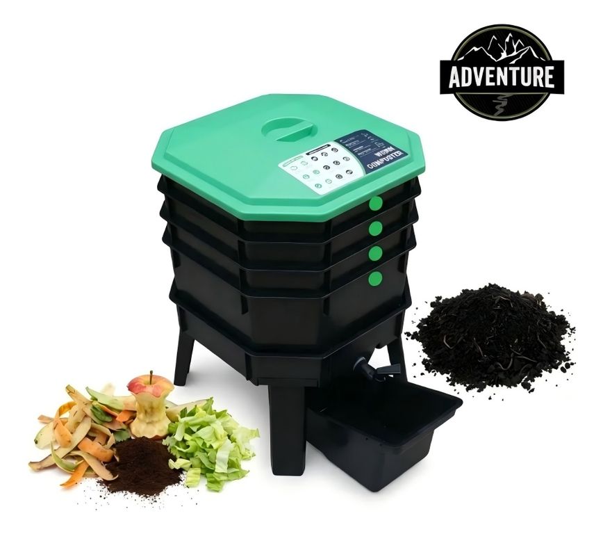 Vermicompostera De 4 Bandejas Plástico Reciclado Compostera ANYHOGAR ...