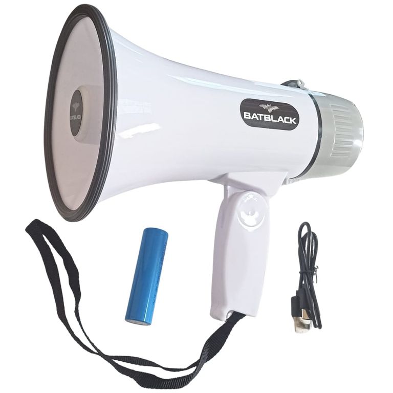 megáfono recargable batblack de 40w bt-xb32 con sistema de grabación y ...