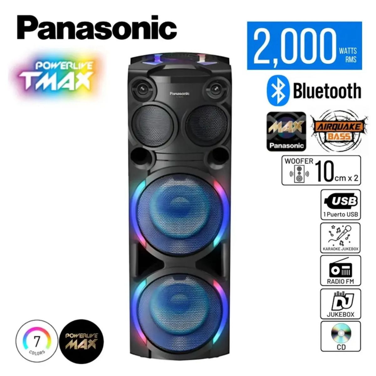 Equipo de Sonido Panasonic SC-TMAX50PUK One Box 2000 Watts RMS - Negro ...