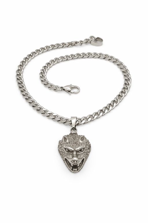 Collar Nórdico Lobo en Acero 316L Diseño Masculino de Carácter GENERAL ...
