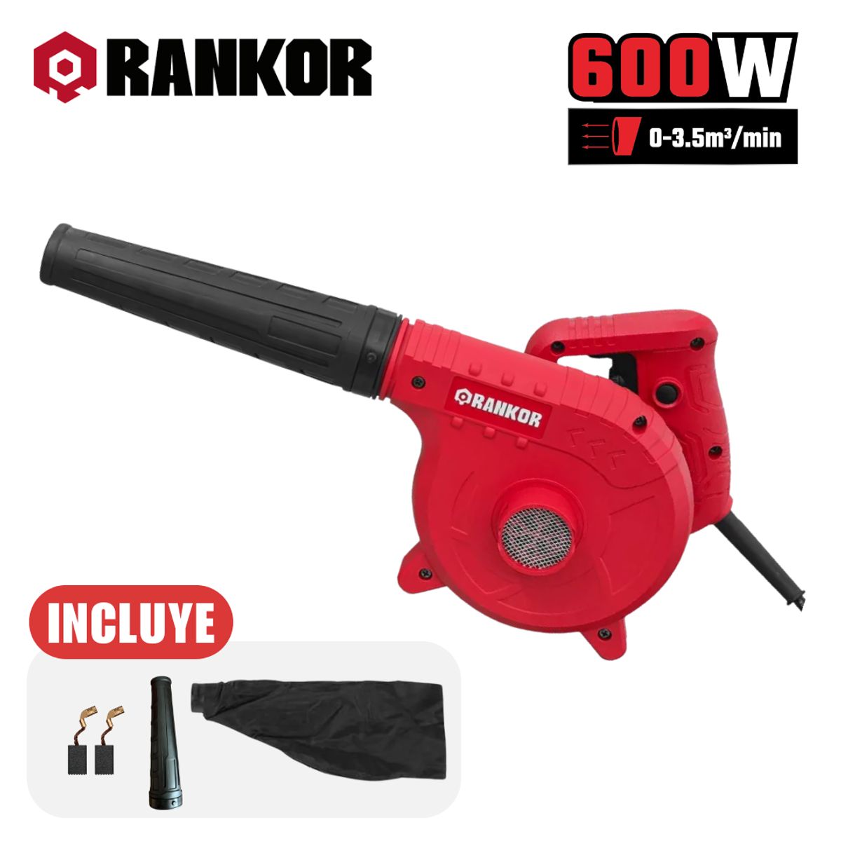 Soplador Aspirador Rankor 600W Eléctrico con bolsa RAB60001 RANKOR ...