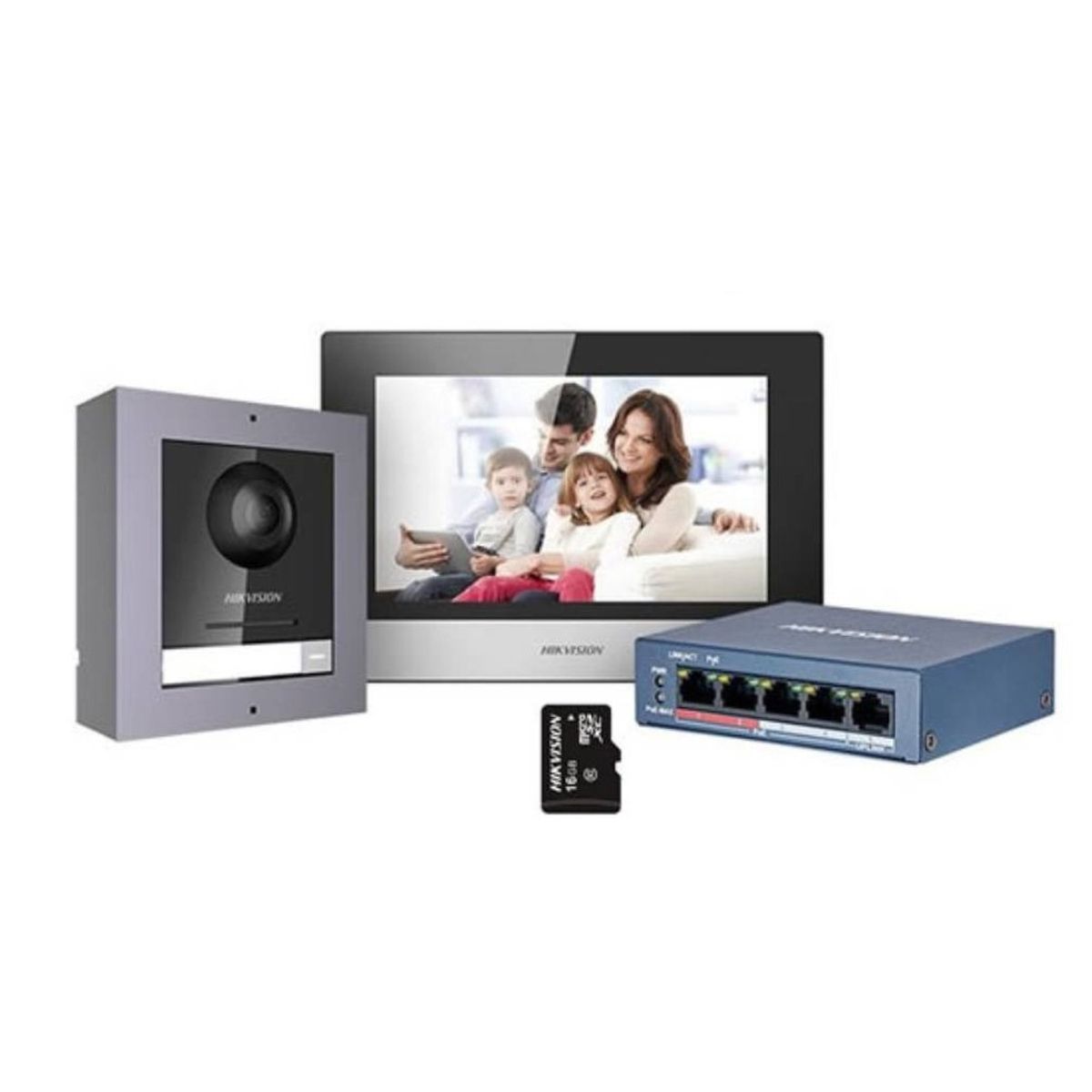 Kit de Videoportero Hikvision DS-KD8003 y DS-KH6320 con switch y tar ...