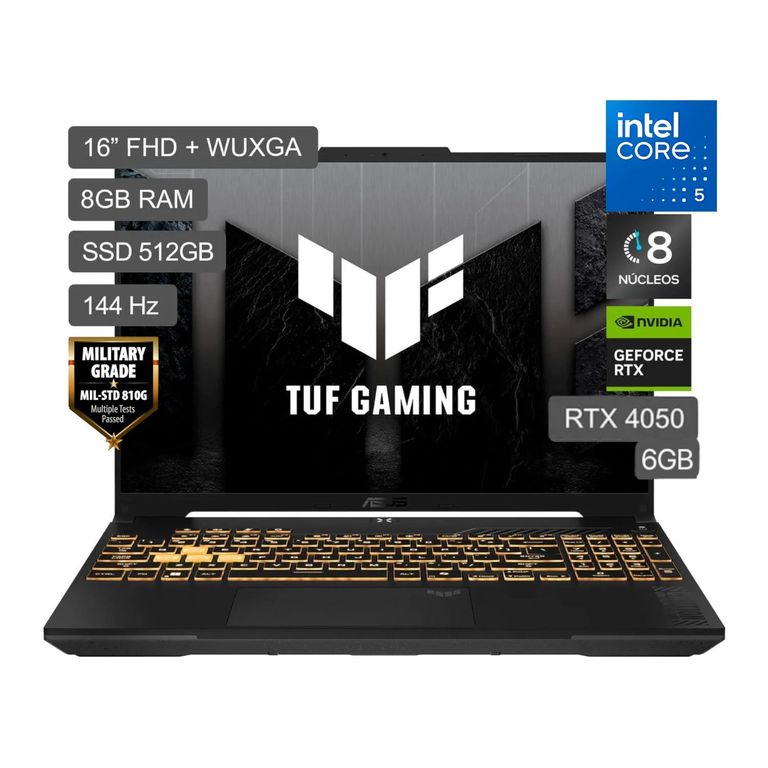 Laptop Gamer Asus Core 5 210H RTX4050-6GB 8GB 512GB SSD TUF GAMING F16 ...
