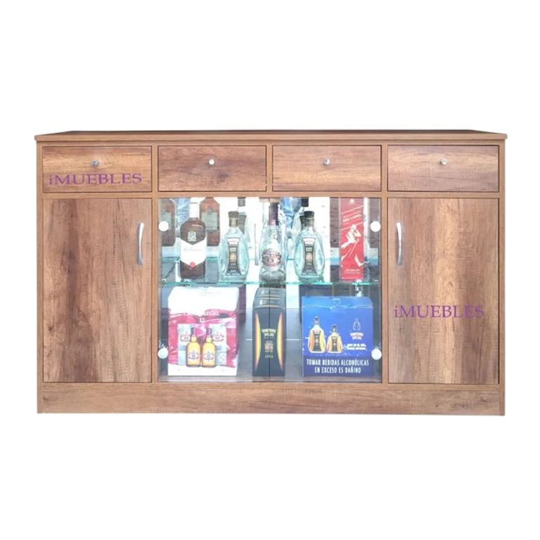 Mueble Aparador Caramelo con Puertas Vidrio Aparador Melamina TEMEL ...