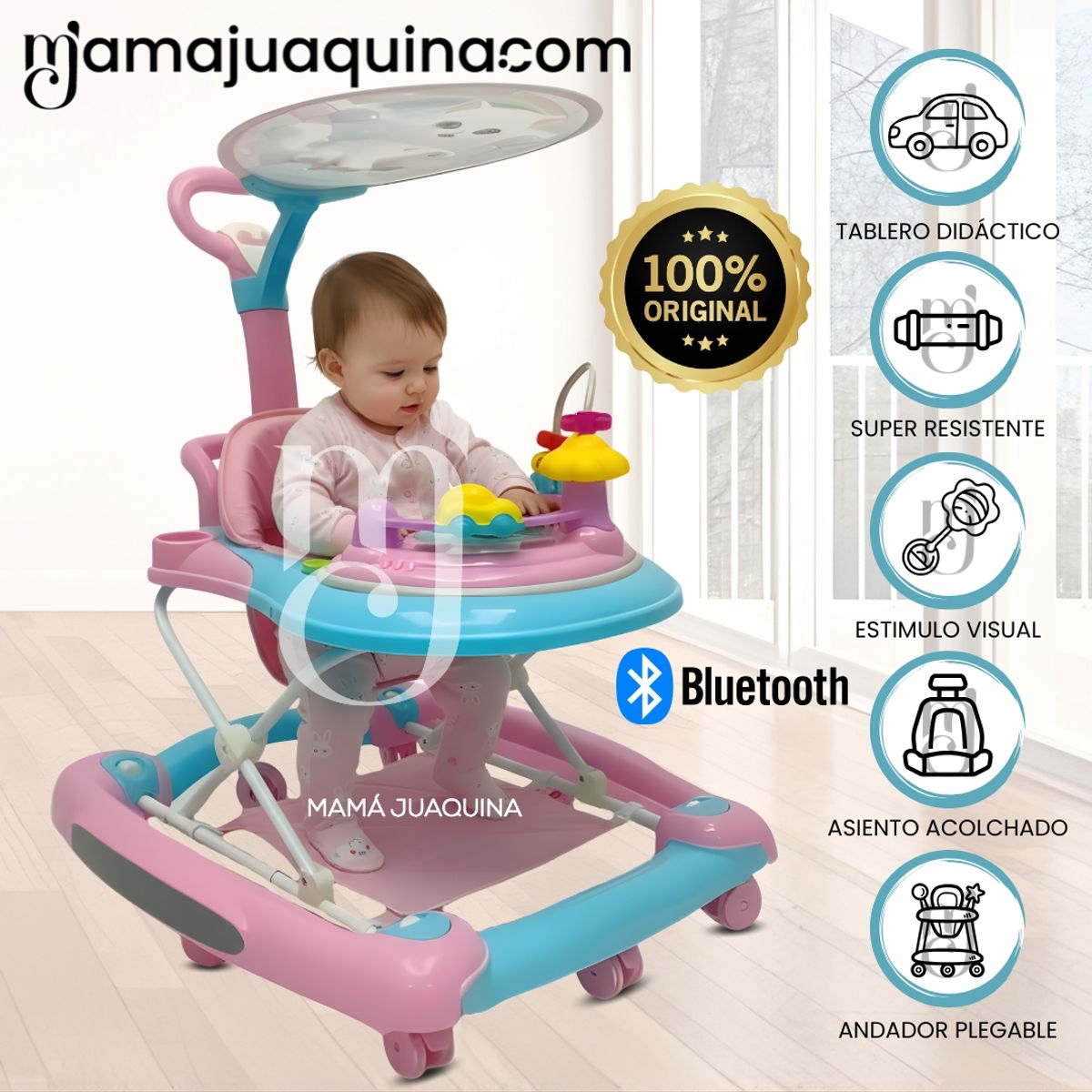 Andador con Tablero Musical «FIRST WALK II» Pink Dual Sky Blue BABY ...