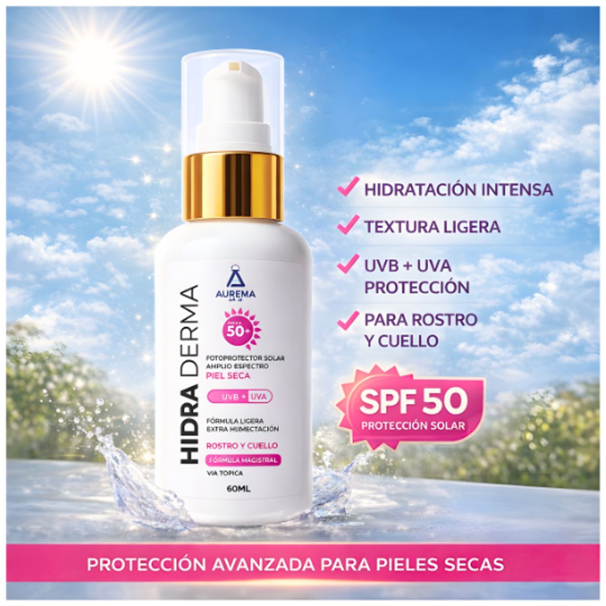 Protector Solar Hidra Derma para Piel Seca SPF 50+ 60ml GENERICO ...