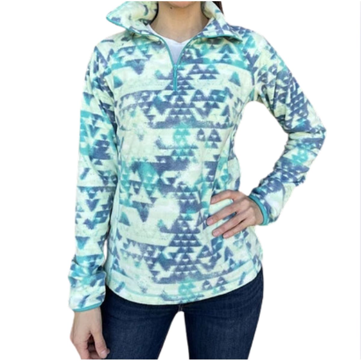 Chompa Polar Mujer Columbia Arctic Air Printed Half - Celeste - M ...