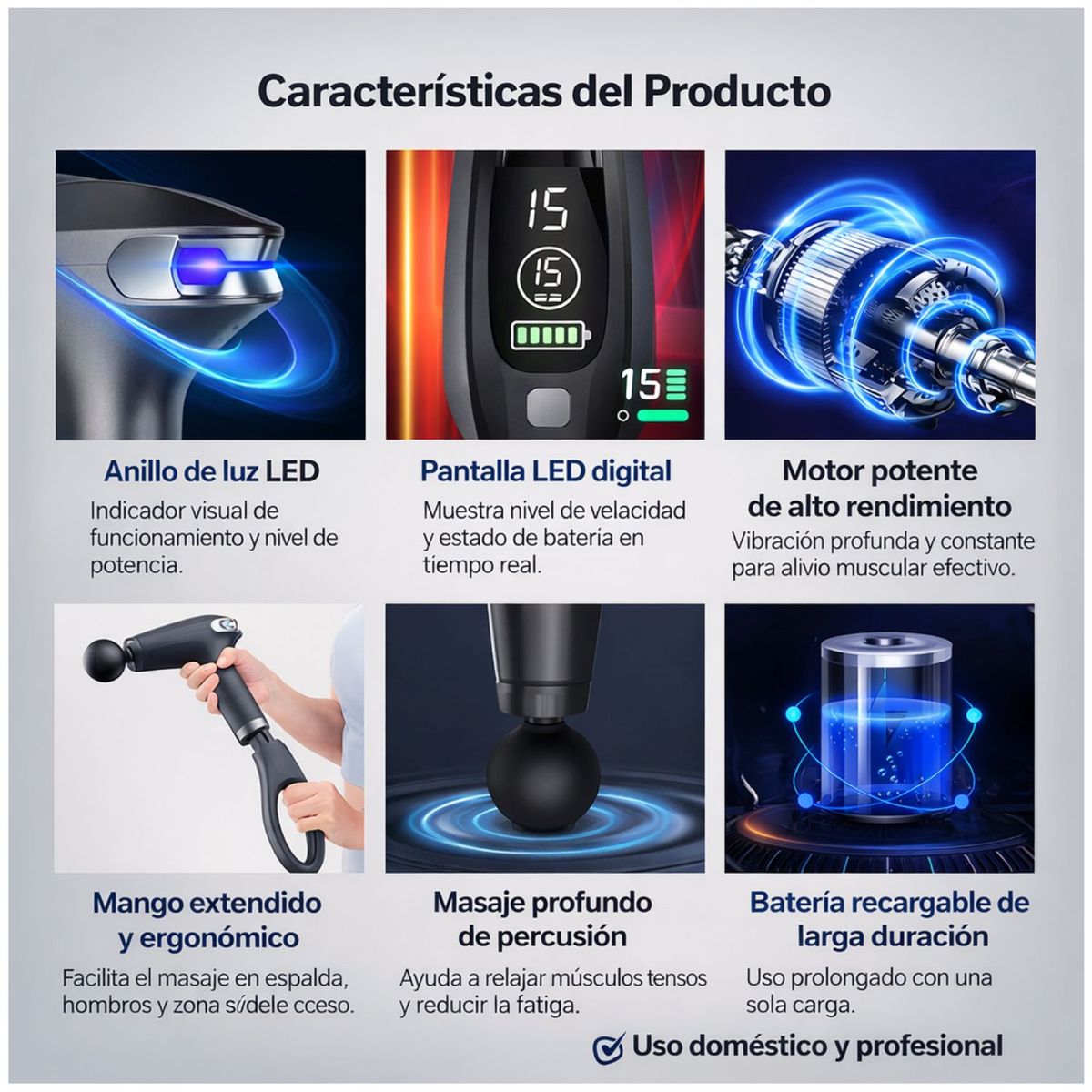 Masajeadora Muscular Inalámbrica para Alivio y Recuperación Muscular ...