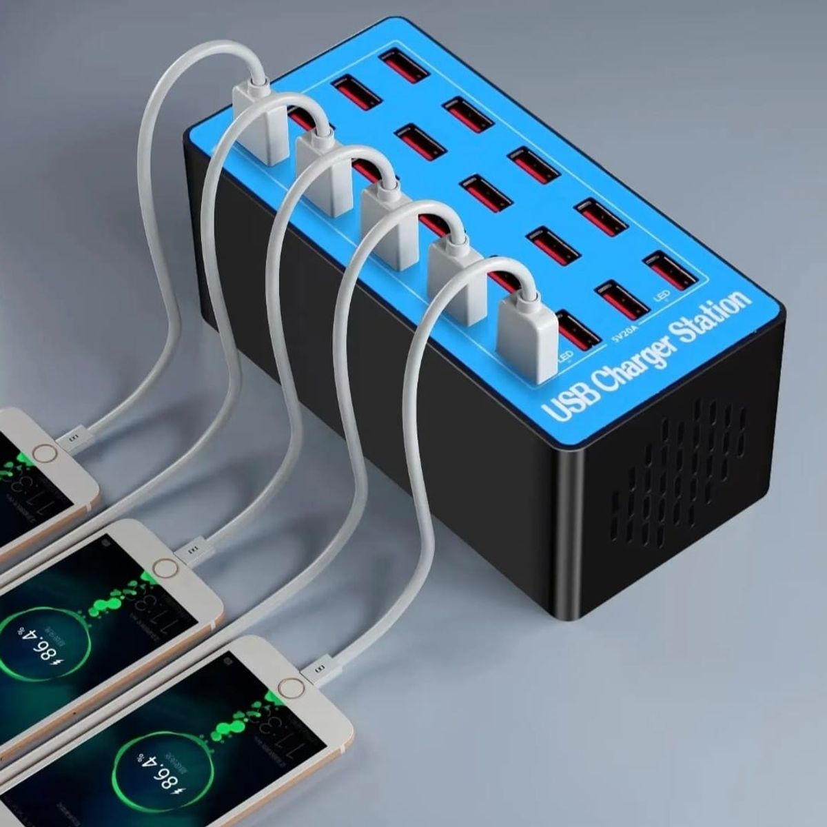 Hub Cargador Múltiple de Alta Potencia de 20 Puertos 100W para ...
