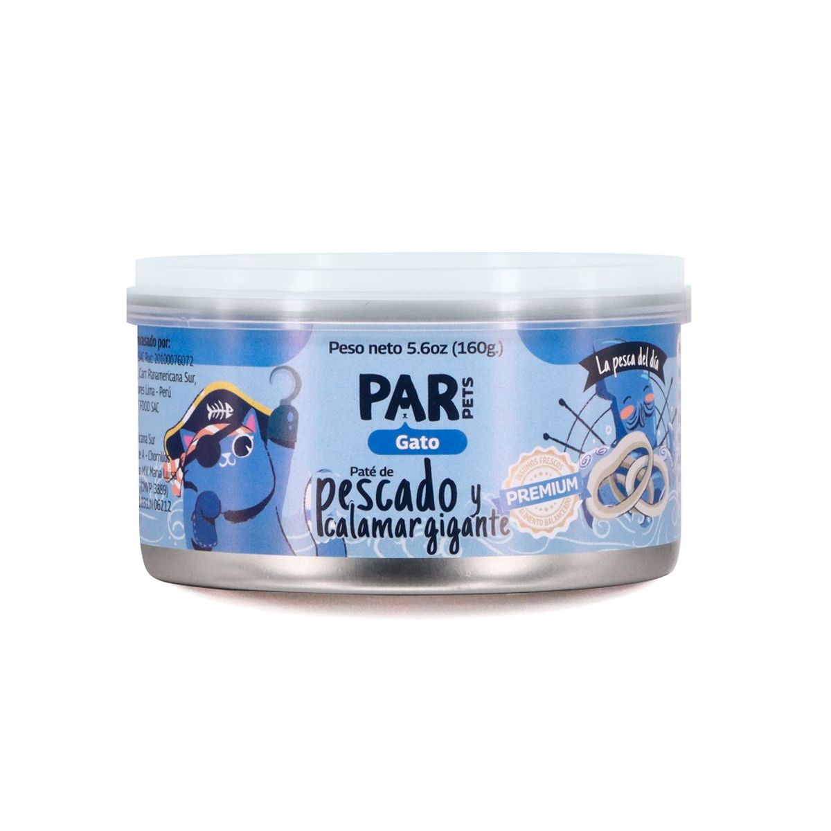 Par Pets Gato Paté Pescado y Calamar Gigante Lata 160 gr PREMIUM ...