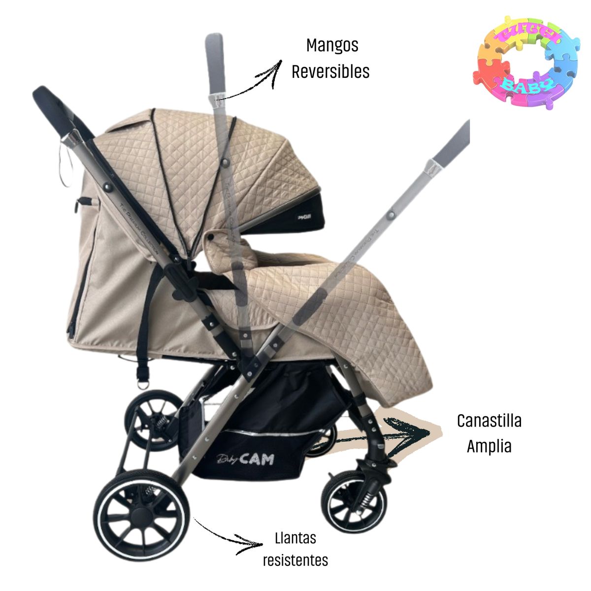 COCHE CUNA "BEVERLY" CON MANGOS REVERSIBLES HI BABY | Falabella Perú