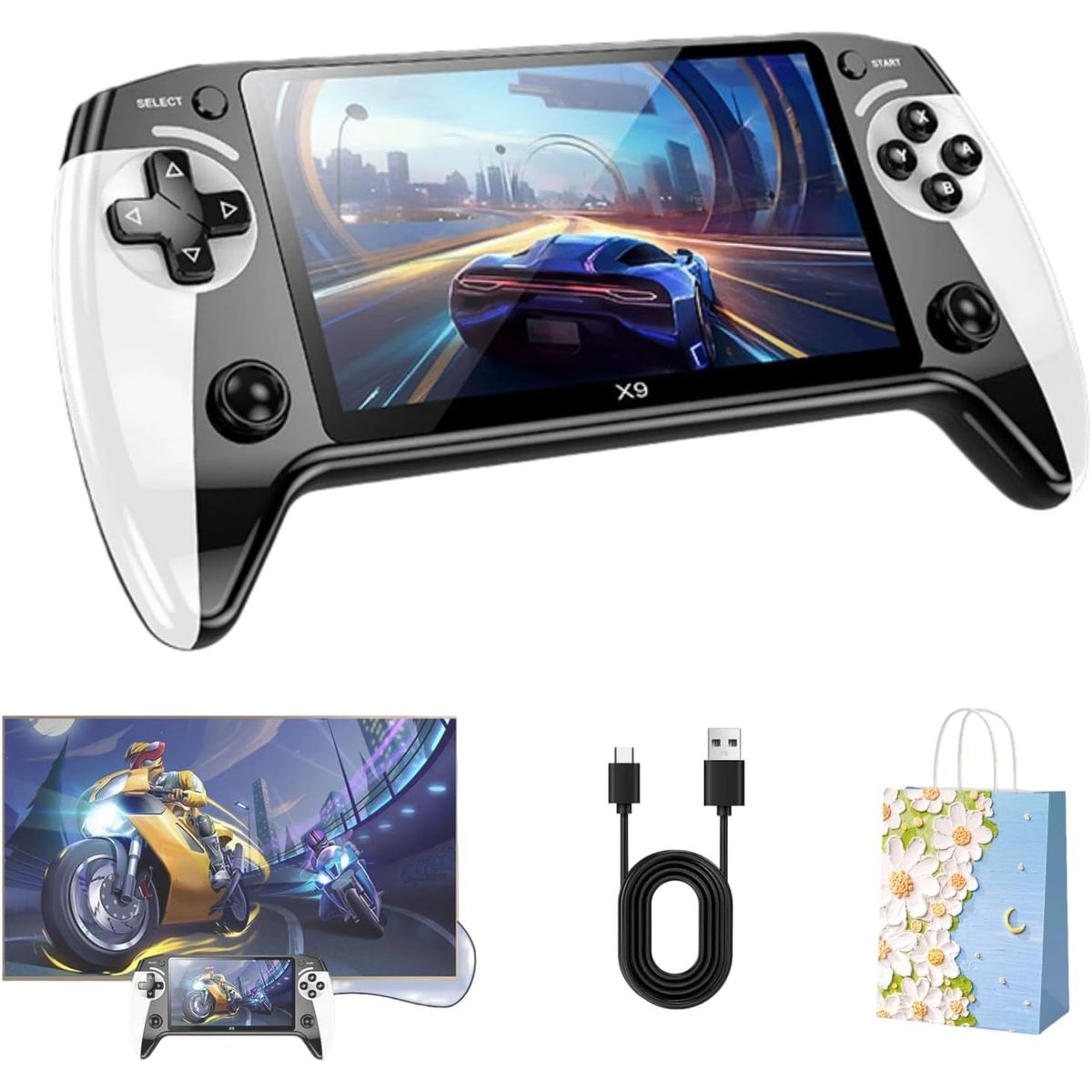 X9 Retro Handheld Console Retro Game Console with 5.5-Inch HD IPS ...