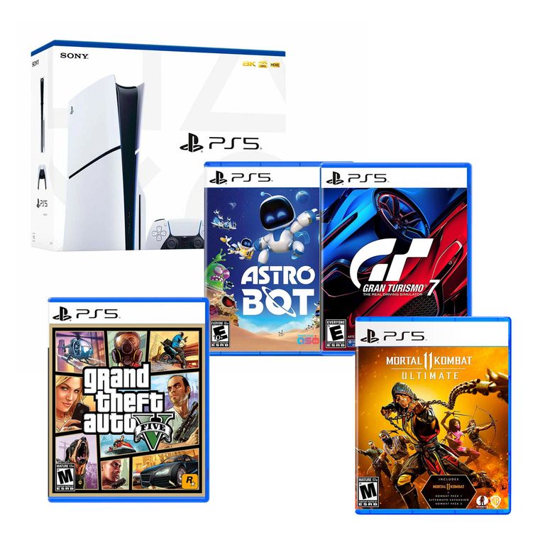 Consola PS5 Slim Disco + Astro Bot + GT 7 + Gta 5 + Mk 11 Ultimate SONY ...