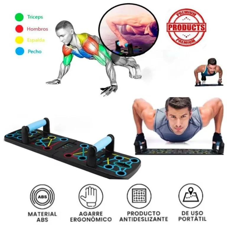 Tablero de Flexiones Multifuncional para Planchas Pecho Gym Sistema de ...