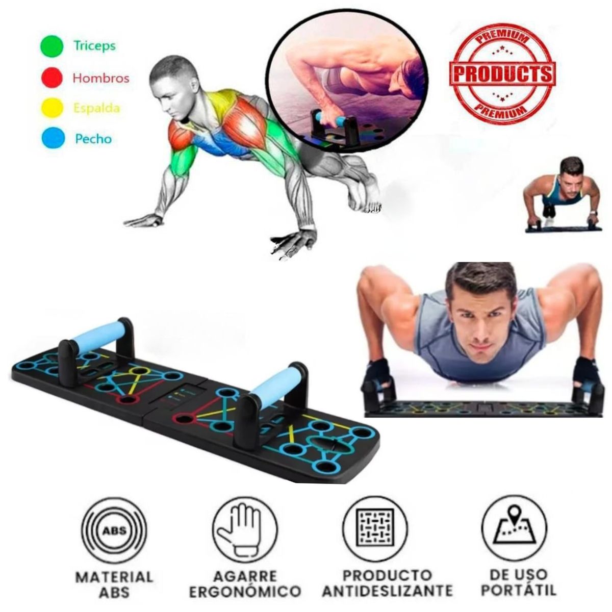 Tablero de Flexiones Multifuncional para Planchas Pecho Gym Sistema de ...