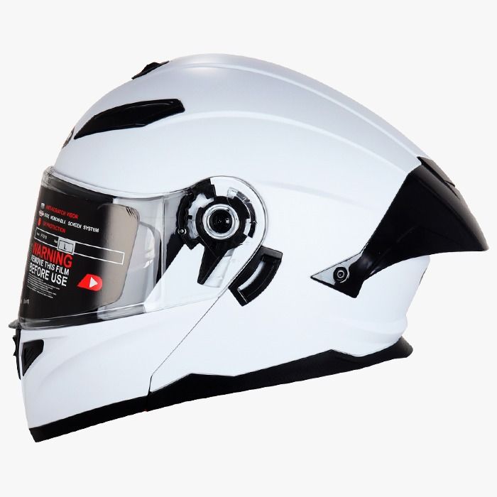CASCO ABATIBLE HOKEN FF-916 BLANCO BRILLO CON visor transparente ...