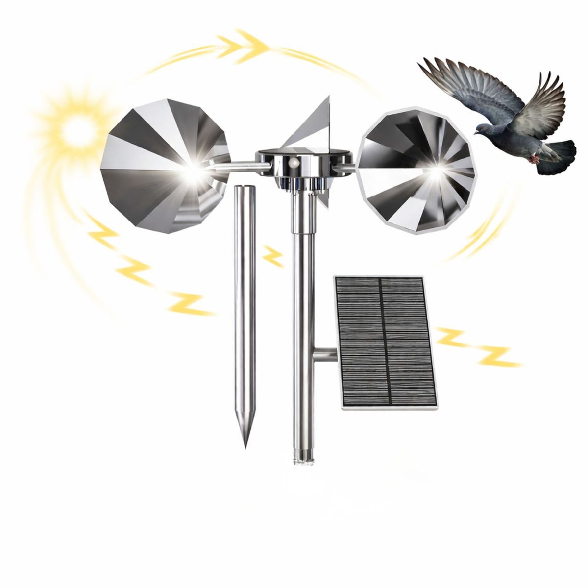 Ahuyentador de Aves Solar Reflectante para Techos Jardines y Balcones ...