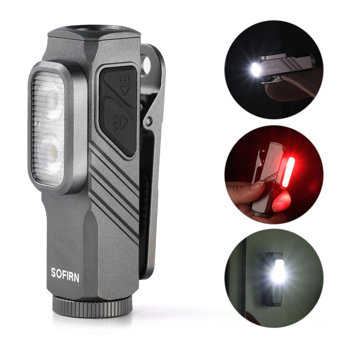 Linterna Recargable Compacta Alta Potencia con Luz Roja Clip e Imán USB ...
