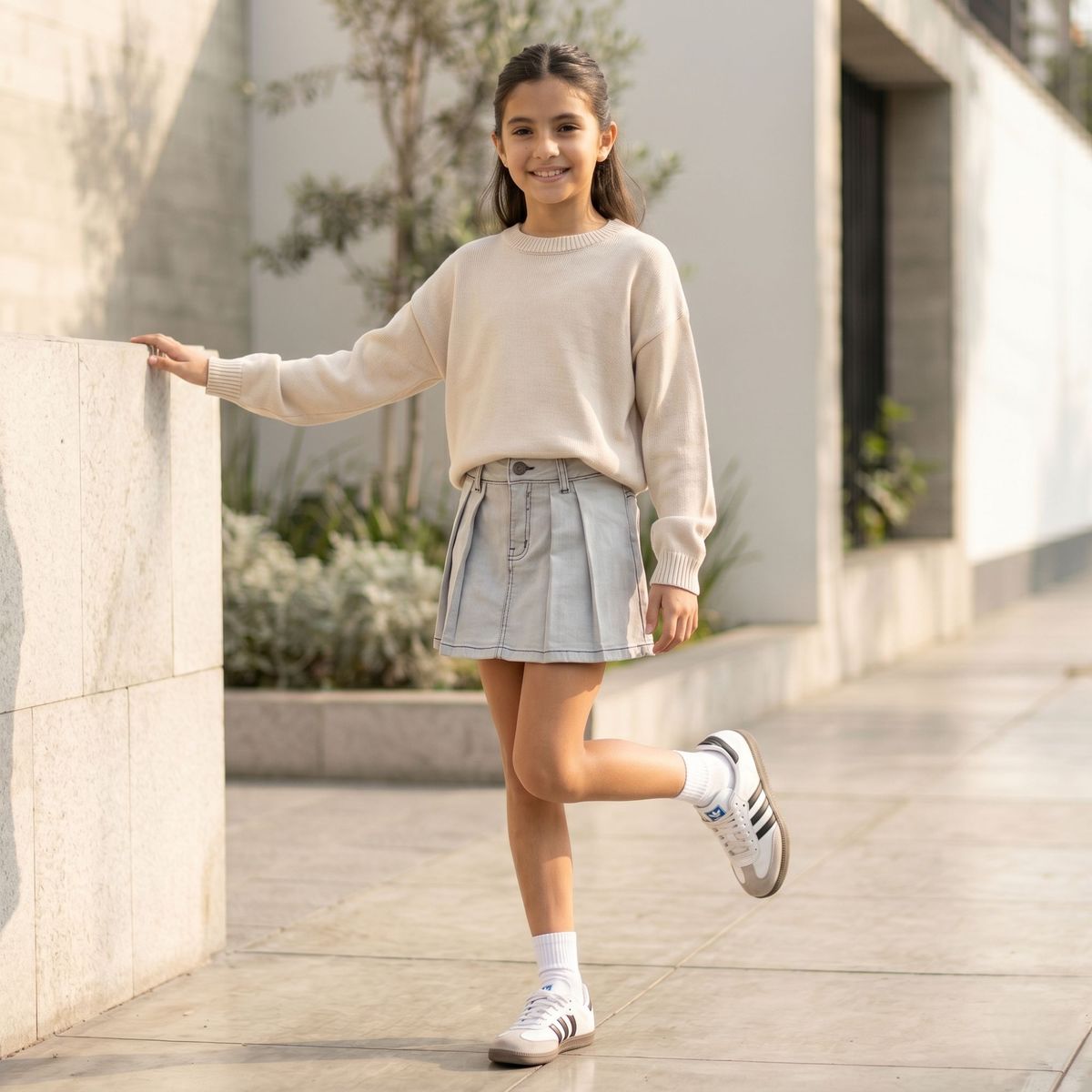 Falda Short Denim Gris Niña GENERICO | Falabella Perú