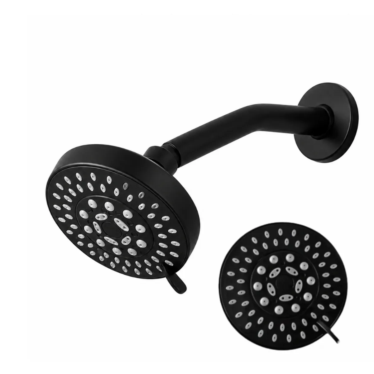 Cabezal de Ducha 10 cm 4" Negro Mate + Brazo 16 cm APACHE APACHE ...