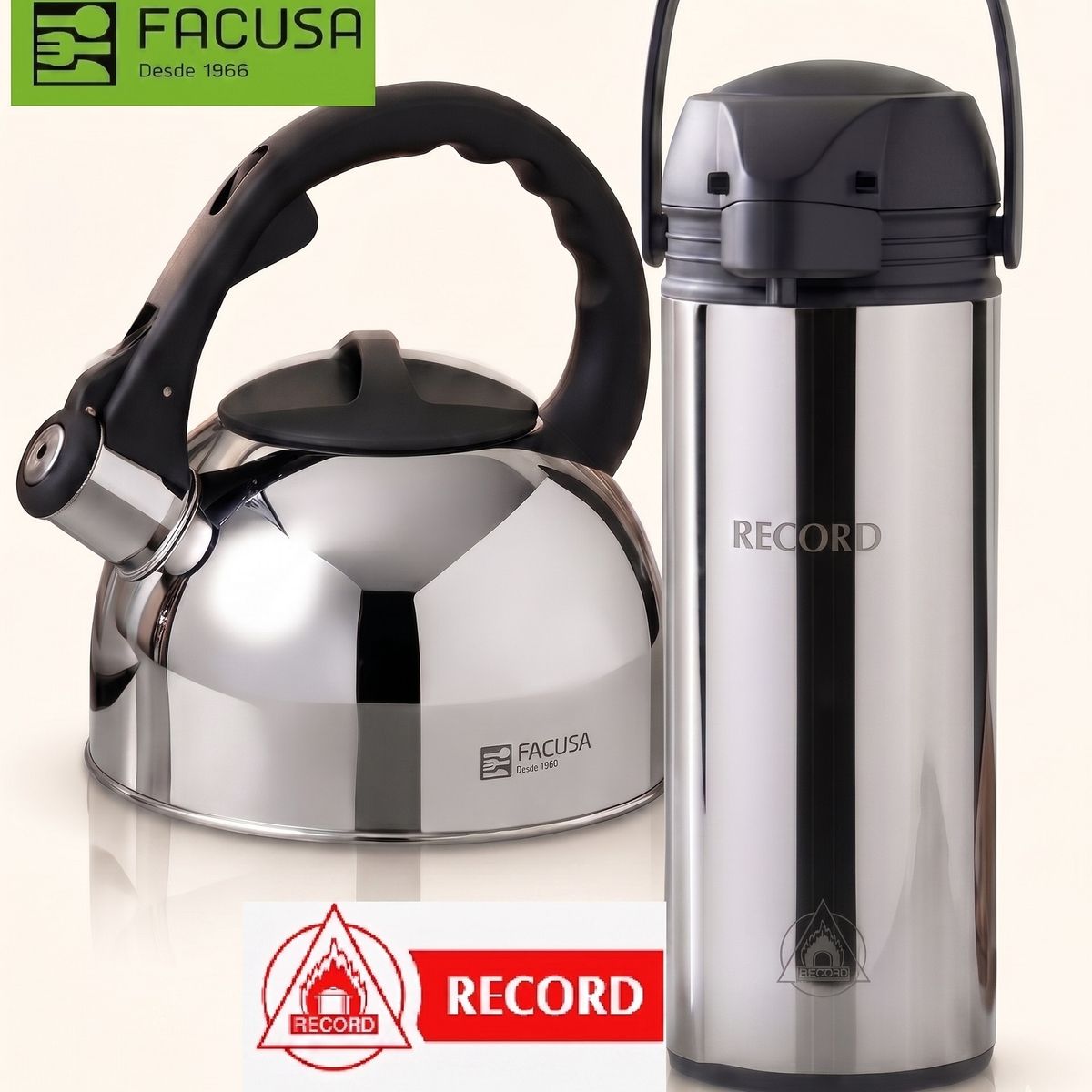 Combo Tetera FACUSA Acero Inox y Termo Sifón 1.9 Lts. RECORD GARANTIA ...