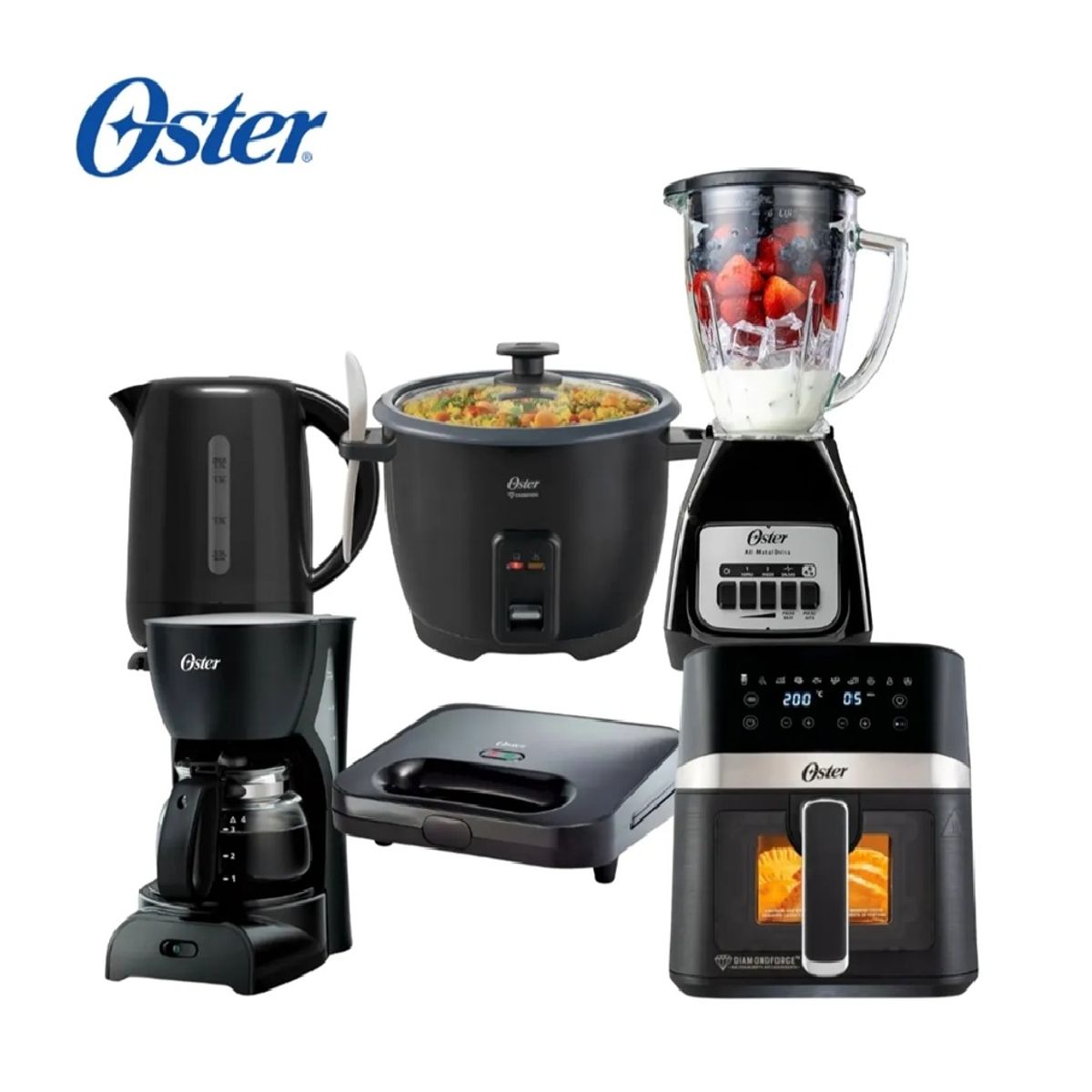 COMBO OSTER 6 EN 1: LICUADORA 1.5 L + FREIDORA DE AIRE + HERVIDOR 1.7 L ...