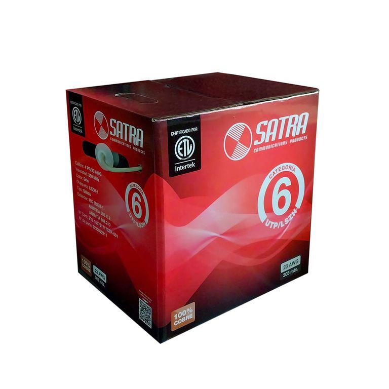 CABLE SATRA CAT6 UTP-LSZH-1 23 AWG 305MT INTERIORES GRIS l PN 212022111 ...