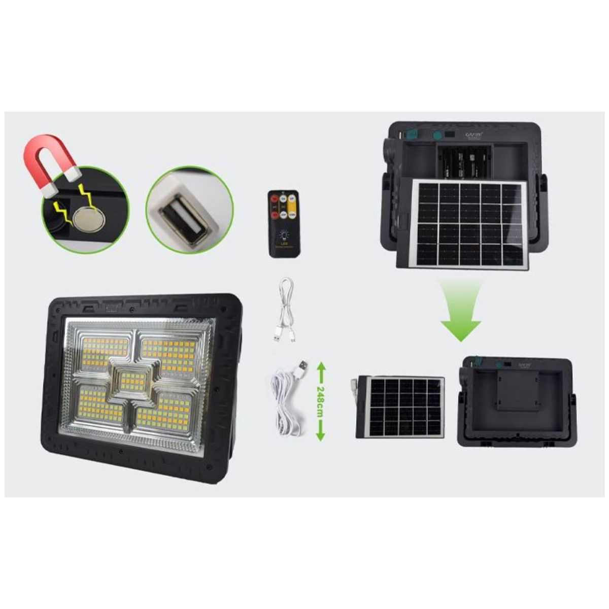 Reflector Solar LED 42W Cafini CN-L3925T-2 Negro OEM | Falabella Perú