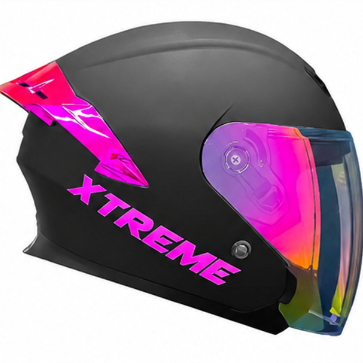 CASCO MOTO XTREME XT717 DOBLE VISOR NEGRO MATE REVO ROSADO ABIERTO CES ...