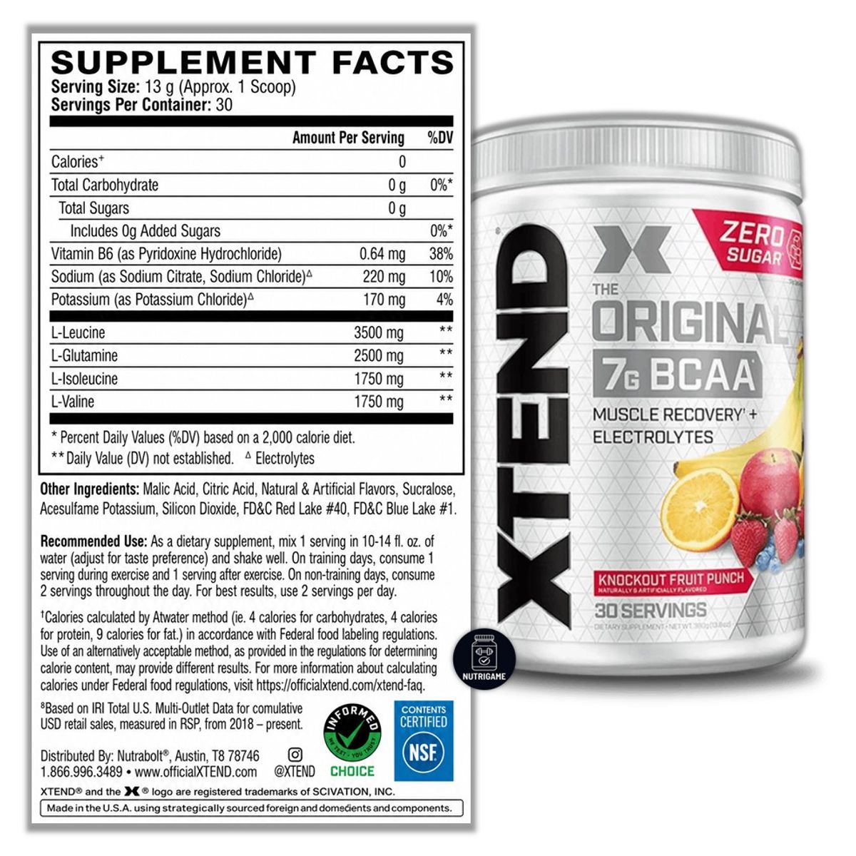 XTEND BCAA 30 Servicios Aminoácidos + Electrolitos Sabor FRUIT PUNCH ...