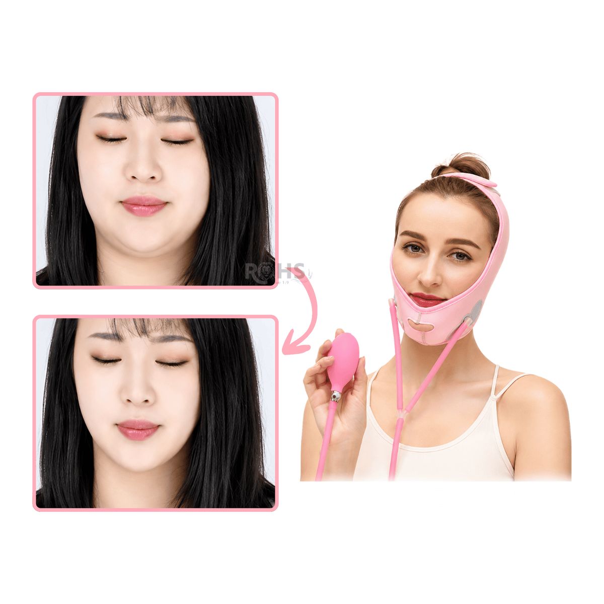 Banda Facial Reductora Ajustable Con Compresión Neumática Para Mentón Y ...