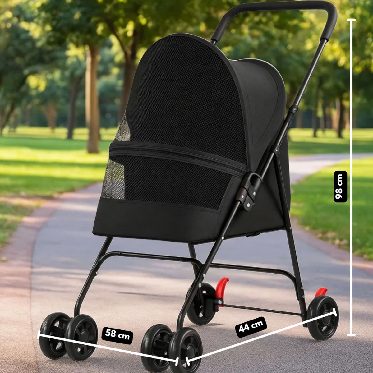 Coche Plegable 4 Ruedas Para Perros y Gatos Negro GENERICO | Falabella Perú