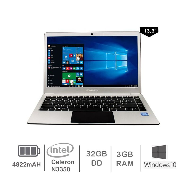 Laptop Advance 13.3" FHD Intel Celeron 3GB 32GB Win10 Silver ADVANCE ...