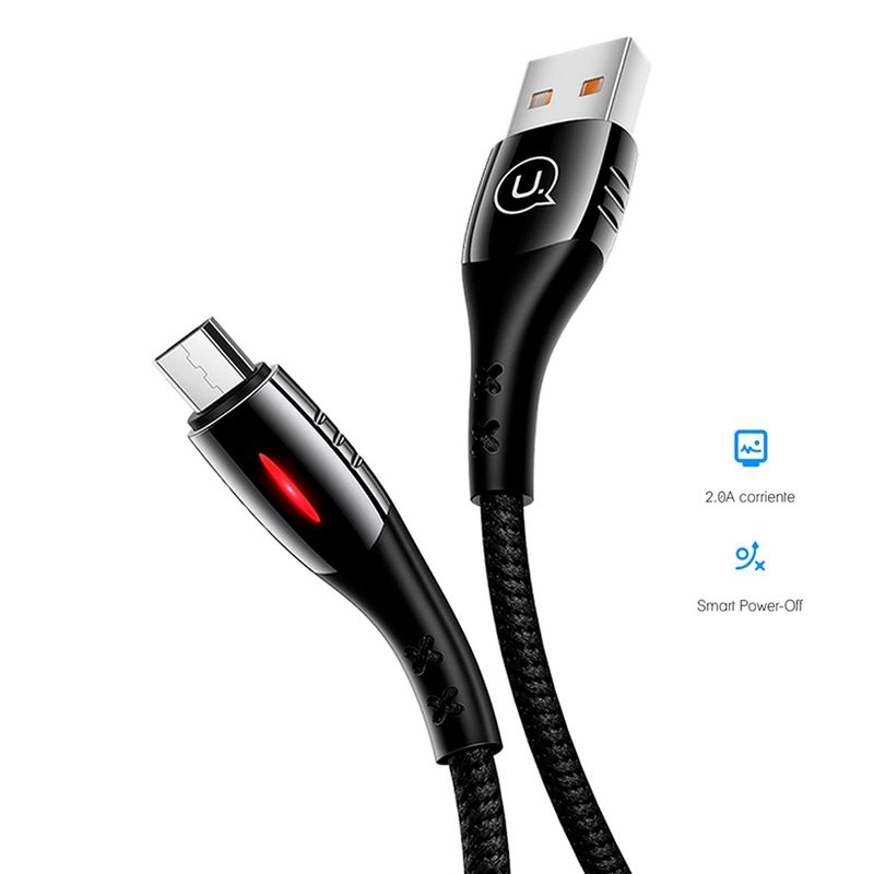 Cable Celular Micro a USB 1.20m Tejido Negro USAMS | falabella.com