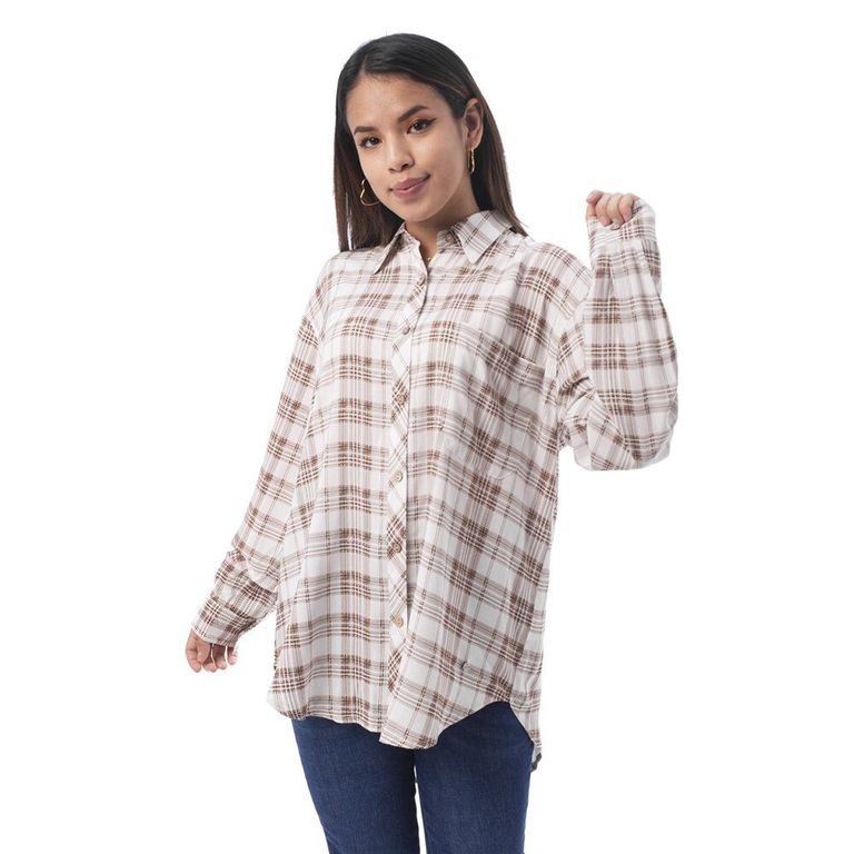 Blusa Cuadros Manga Larga Mujer SQUEEZE | falabella.com