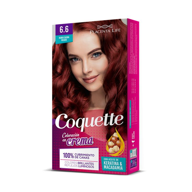 Kit Tinte para Cabello 6.6 Rubio Caoba Rojizo 1 Aplicación Coquette ...