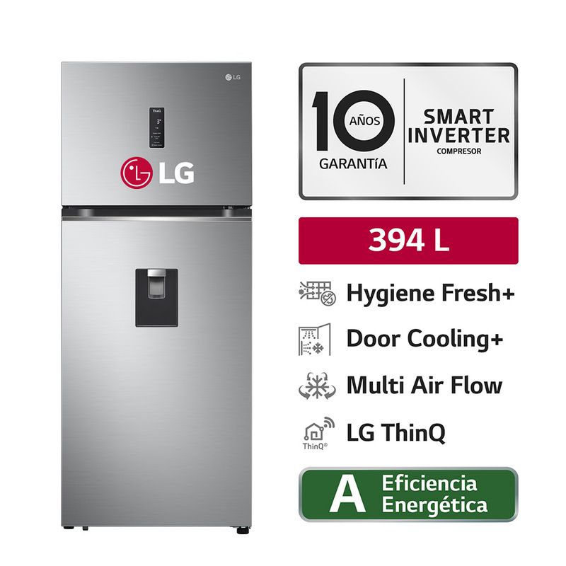 Refrigeradora GT39SGP1 394L Hygiene Fresh Top Mount Plateada LG LG ...