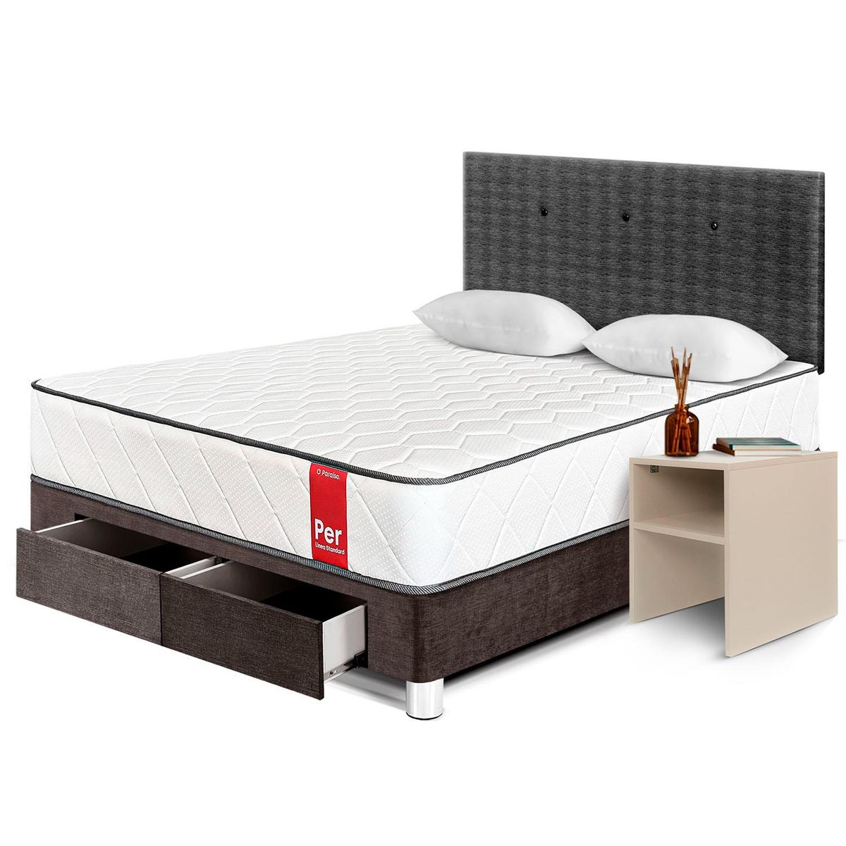 Dormitorio Con Cajones Per 2 Plz + 1 Velador Repisa + 2 Almohadas ...