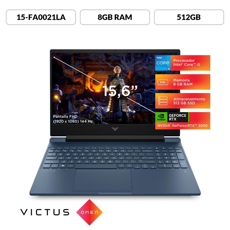 Gamer Intel Core i5 RTX3050 8GB 512GB SSD Victus 12° Gen 15.6" FHD 15 ...