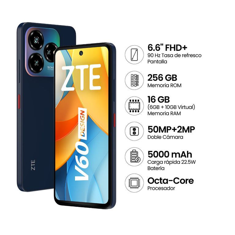 Celular V60 Design 6GB 256GB ZTE | Falabella Perú