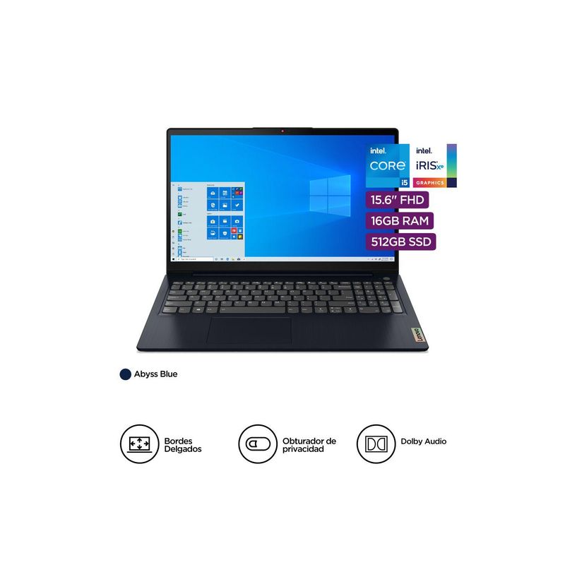 Laptop Lenovo Intel Core i5 16GB 512GB IdeaPad 3i 11°Gen LENOVO ...