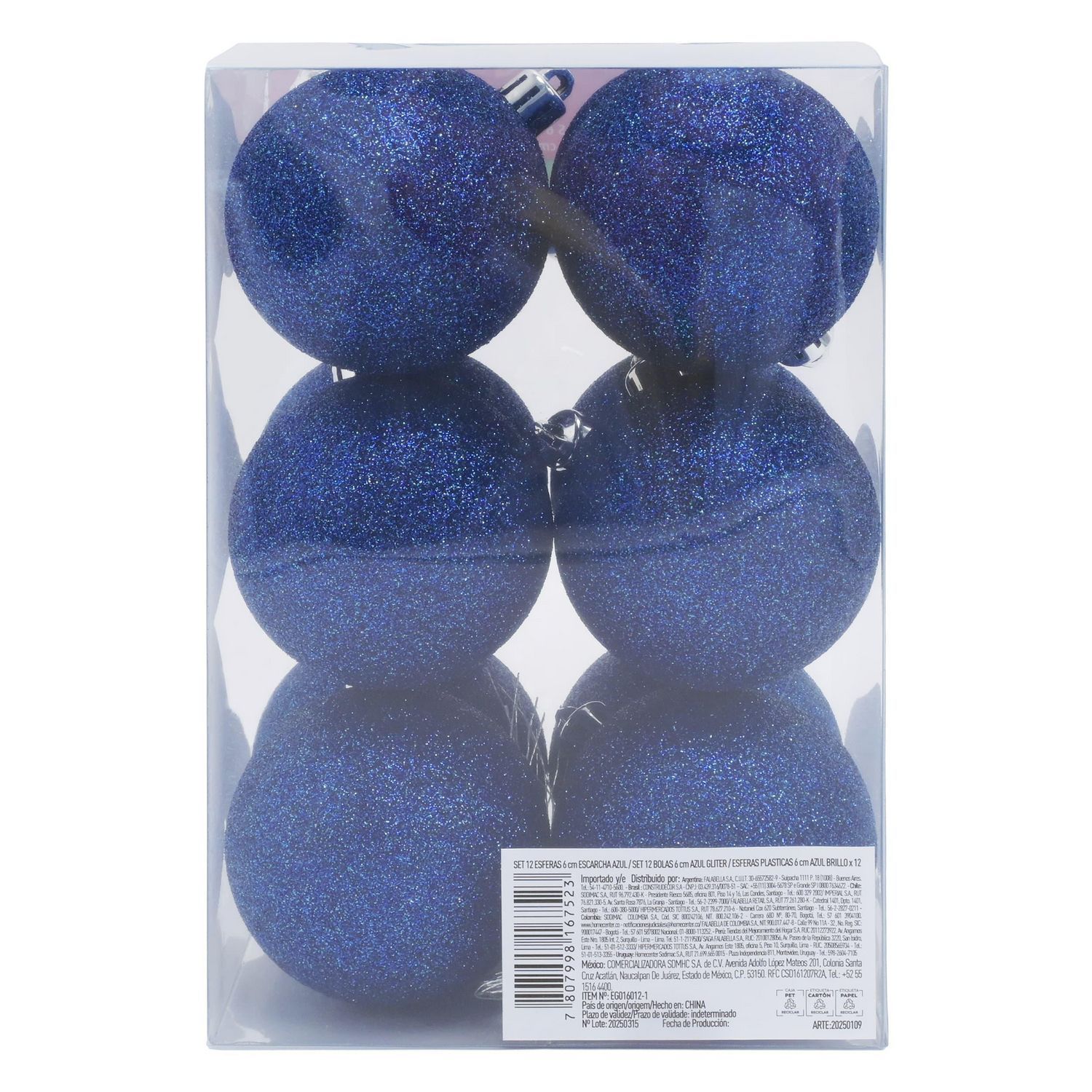 Esfera 6 cm azul set x 12 u - Sodimac.com.ar