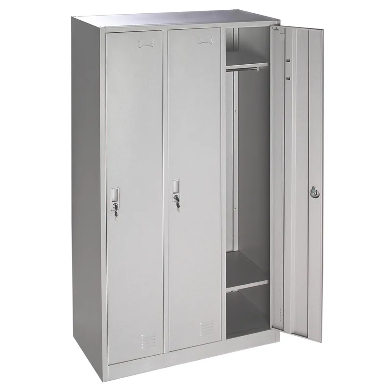 Locker de Oficina con Llave 3 Puerta(s) 6 Repisa(s) 90xx40 cm Gris ...
