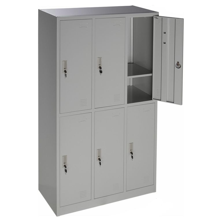 Locker de Oficina con Llave 6 Puerta(s) 6 Repisa(s) 90xx40 cm Gris ...