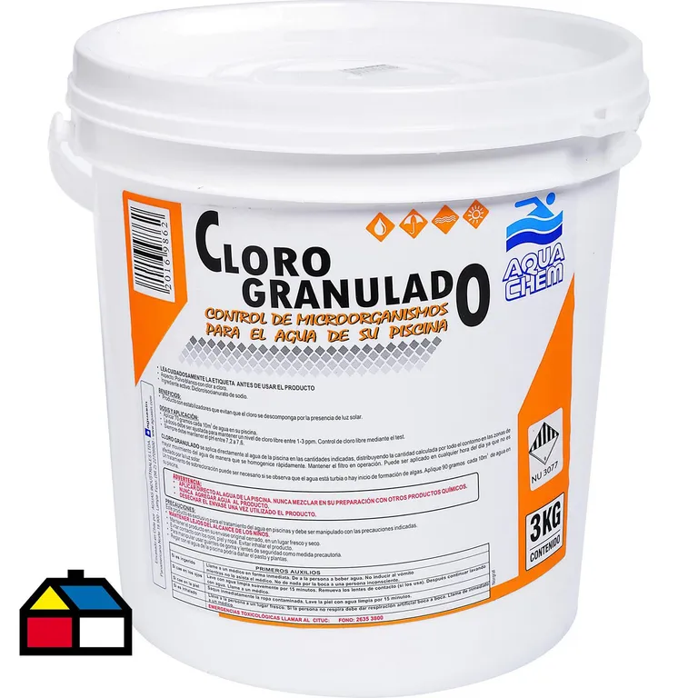 AQUACHEM - Cloro para Piscinas Granulado 3 kg Tineta | Ofertitas