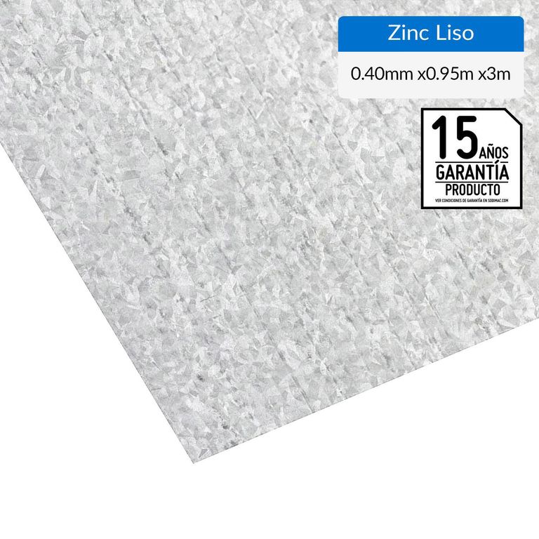 Plancha Zinc Liso 0.4 mm 95x300 cm Gris AZM150 | Sodimac Chile