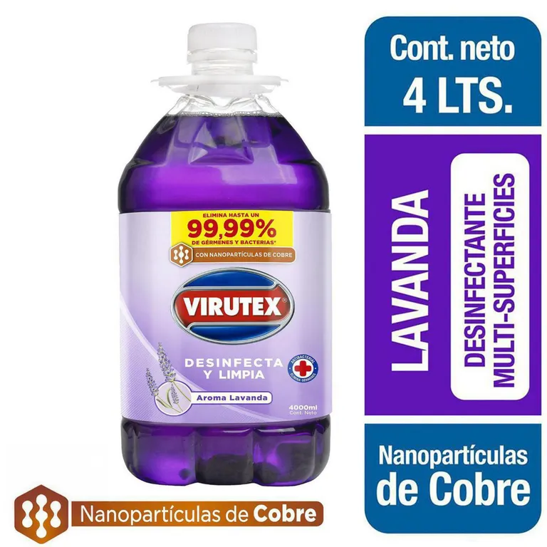 VIRUTEX Limpiador Líquido Desinfectante Virutex Lavanda 4 Litros ...