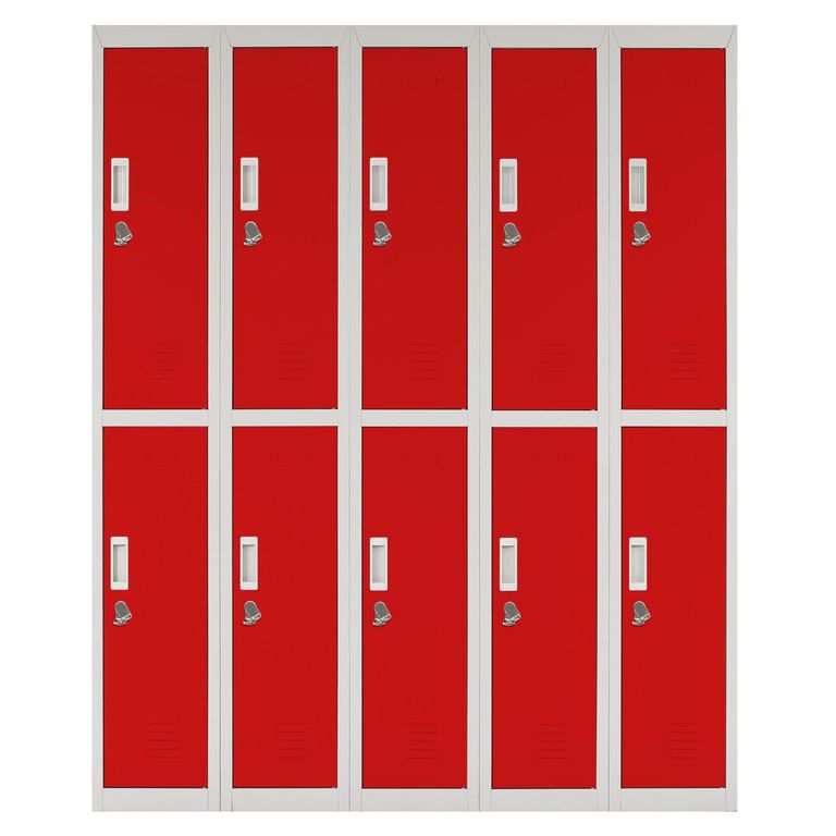 Locker con Portacandado 10 Puerta(s) 10 Repisa(s) 50xx140 cm Rojo ...